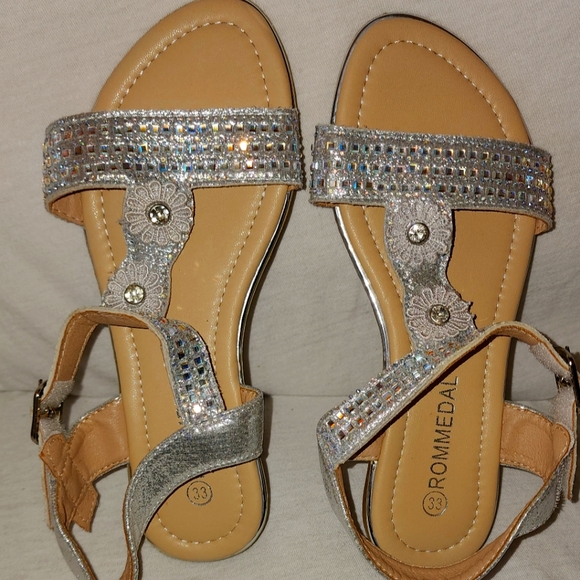 Rommedal | Shoes | Girls Silver Sparkle Dress Sandal With Platform ...
